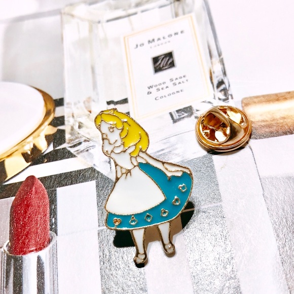 Jewelry | Disney Alice Enamel Label Pin Brooch | Poshmark
